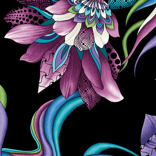 Benartex - Xanadu - Xanadu Black/Multi – Quality Time Quilts & Fabrics