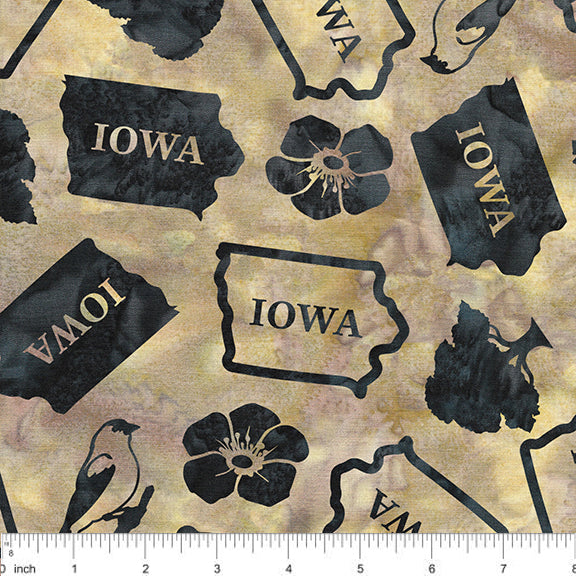 All Iowa Shop Hop 2024 - Island Batik - Tossed Iowa - Brown Mushroom ...